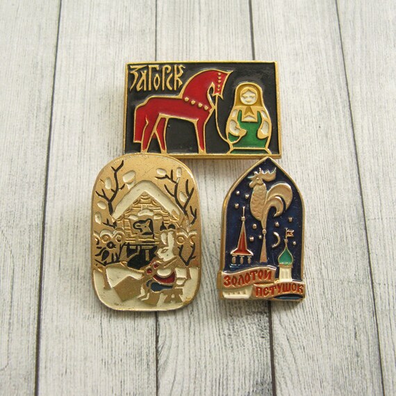 Vintage Cartoon Characters Pins, Cartoon Badges, Russ… - Gem