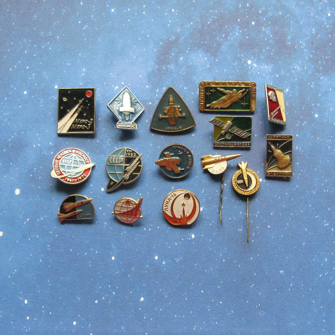 Vintage Space Pins, Moon Exploration, Satellites and Rockets, Space ...