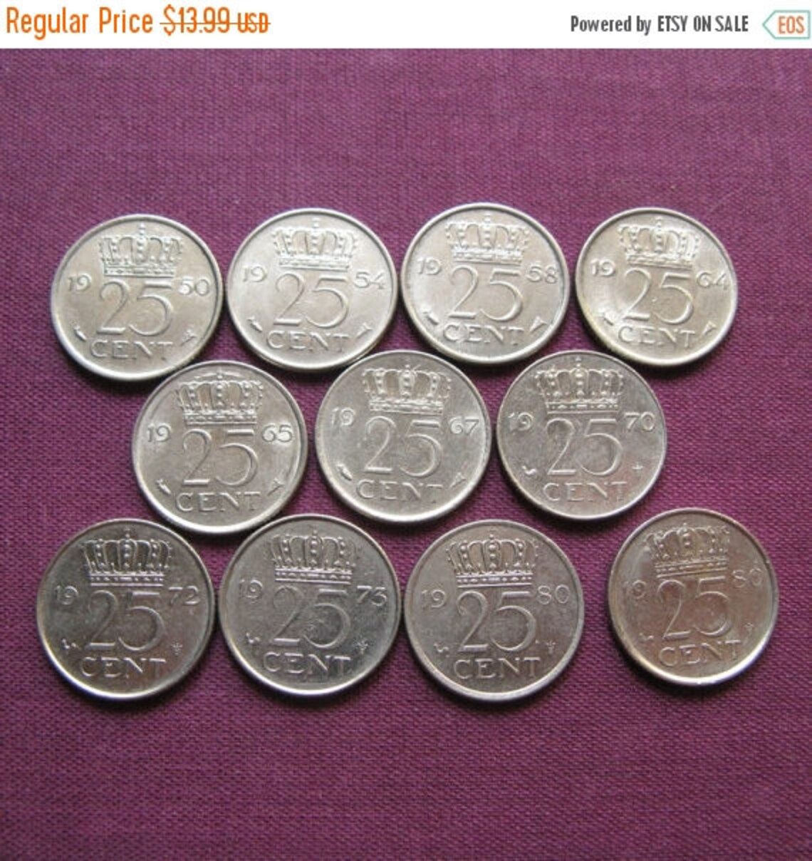 25 Cents Dutch Coin Nederland Coins Vintage Dutch Coins | Etsy