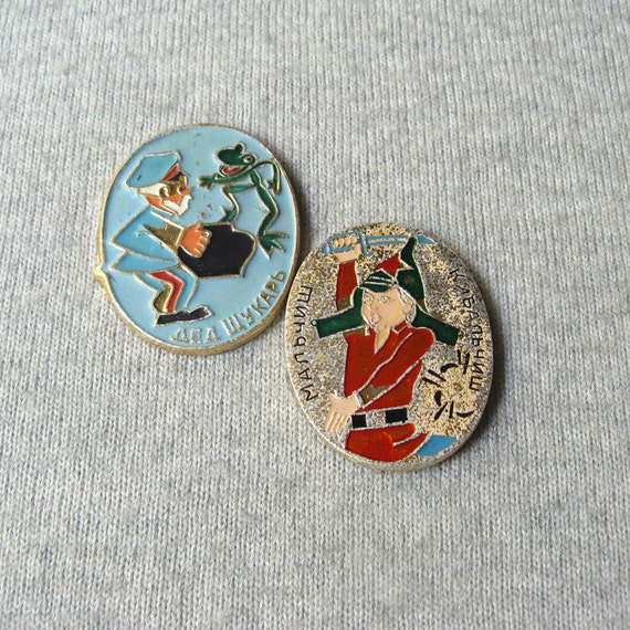 Vintage Cartoon Characters Pins, Cartoon Badges, Russ… - Gem