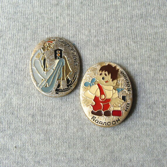 Vintage Cartoon Characters Pins, Cartoon Badges, Russ… - Gem