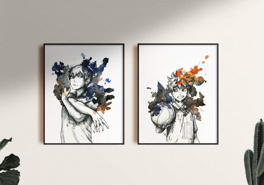 Watercolor Drawing From the Anime Haikyuu Asahi and Nishinoya, Kuro and ...