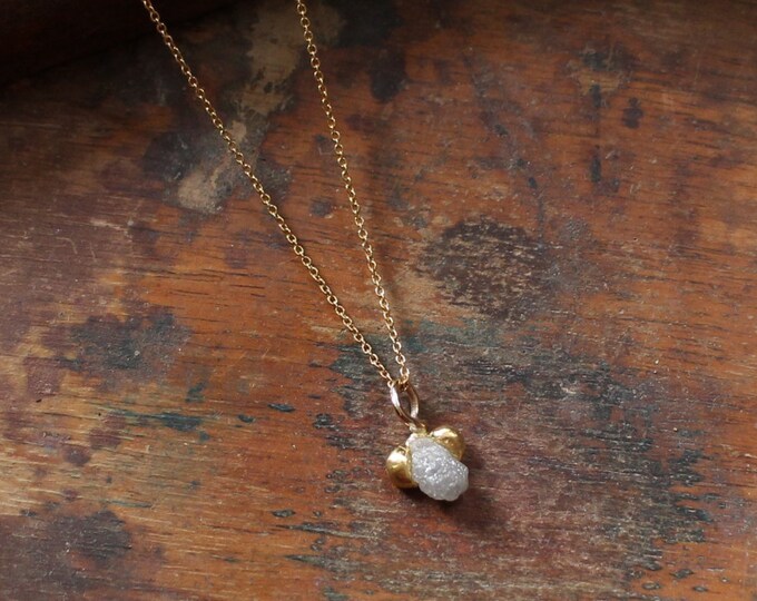 Rough Diamond Necklace, Raw Diamond Pendant, Floating Small Diamond ...