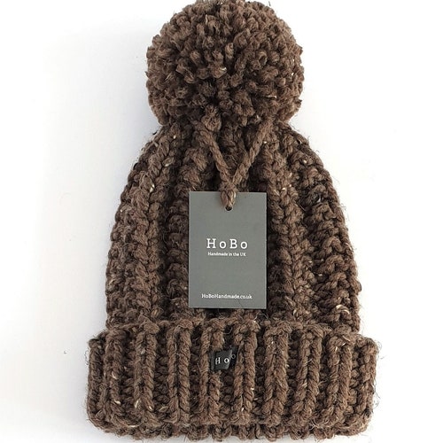 Hobo Handmade 'lofty' Bobble Hat. Thick Chunky Hand - Etsy