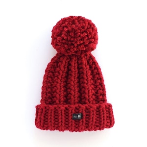 Kids Deep Red Baby/toddler/childs Bobble Hat Boys or Girls Hobo ...