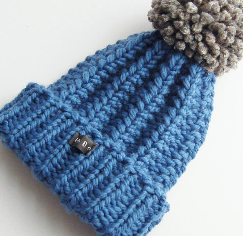 Toddlers Bright Blue Merino Wool Bobble Hat. HoBo Handmade | Etsy