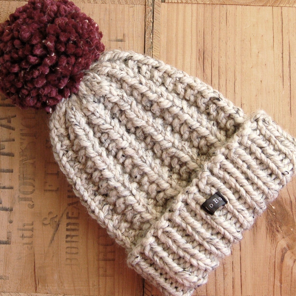 Mens Handmade Hobo Lofty Bobble Hat. Thick Chunky Hand Knit Beanie ...