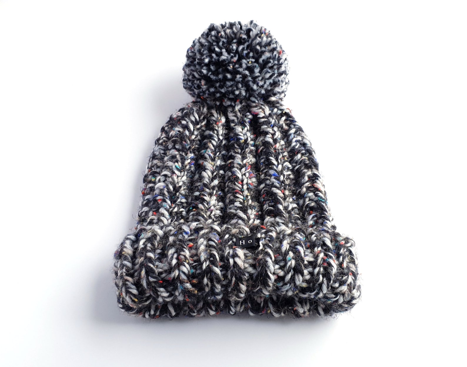 Thick chunky hand knitted beanie with extra large pom pom. | Etsy