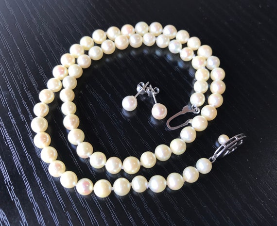 Vintage Japanese Akoya pearl choker and earrings set … - Gem