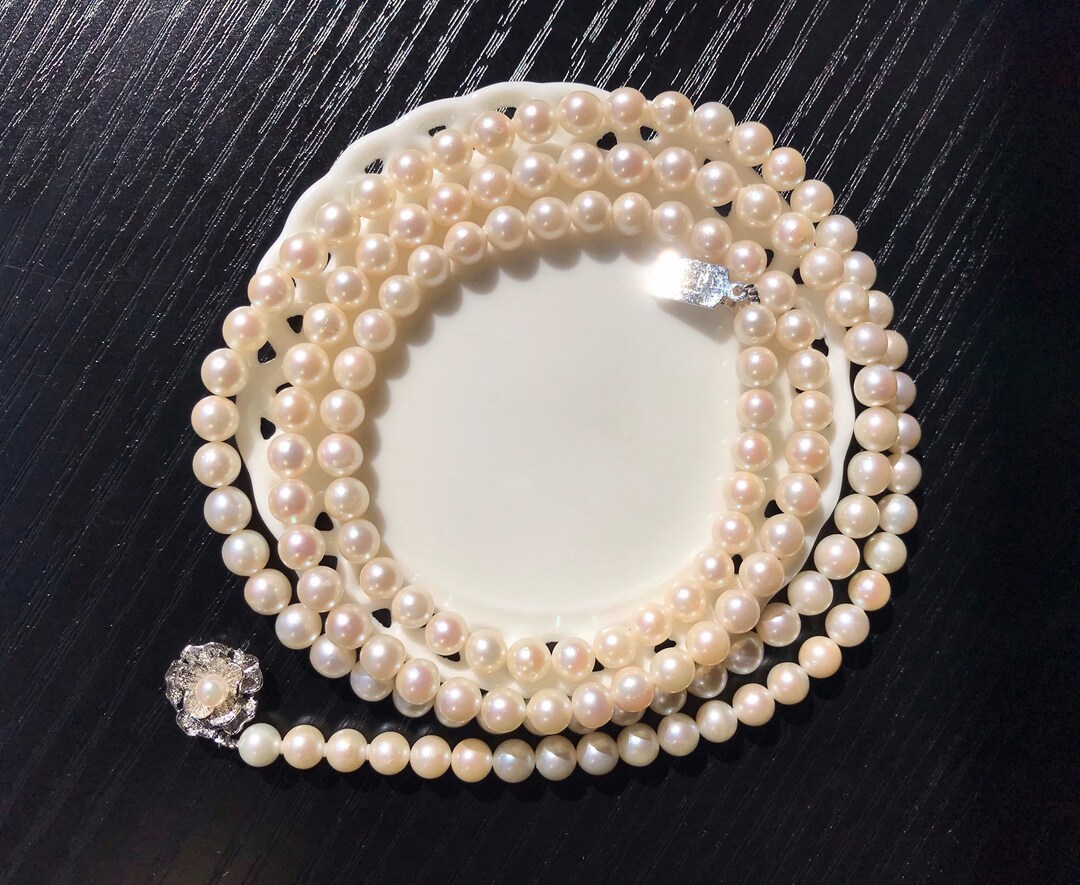 90cm Opera Length 6mm Akoya Pearl Vintage Necklace - Etsy