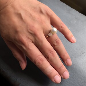 K14 9mm Tadpole Akoya Pearl Ring - Etsy