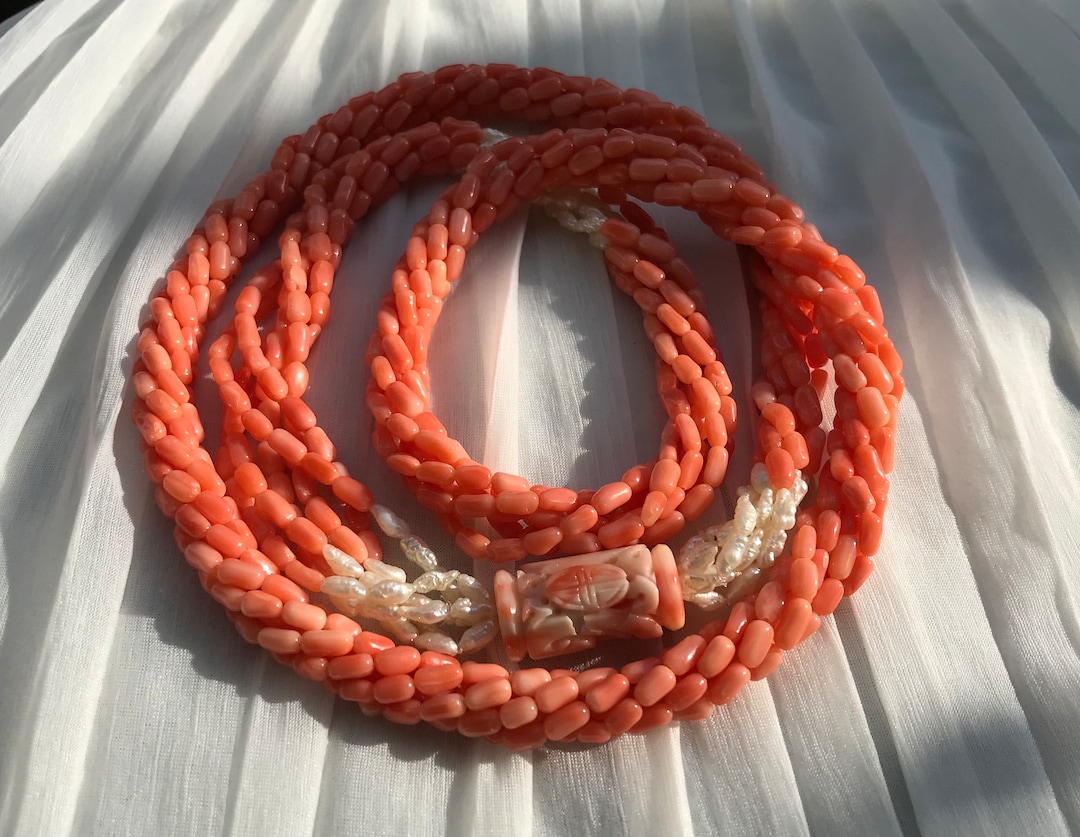 Pink Coral and Keshi Pearl Necklace - Etsy