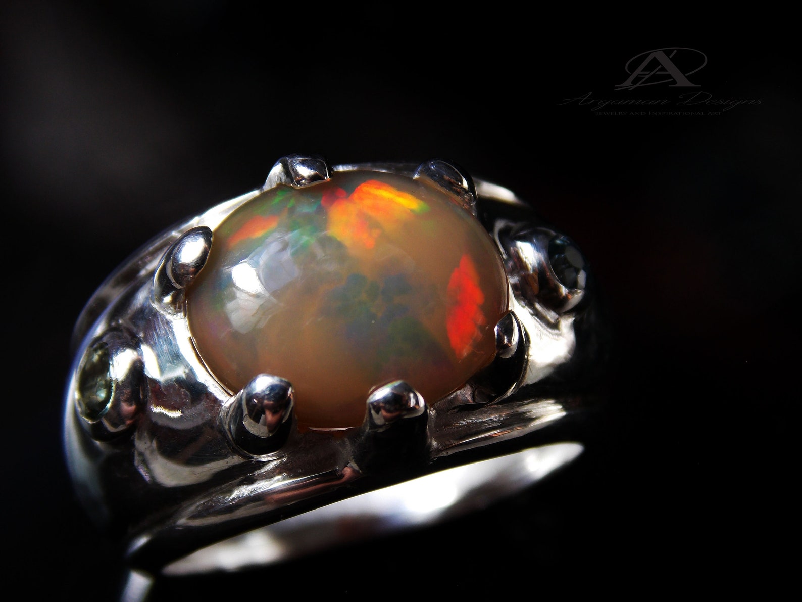 Opal Ring rainbow Opal Silver Ring multicolor Ring Natural - Etsy