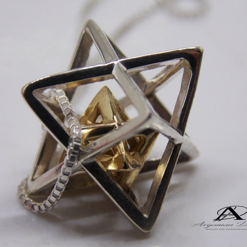 Silver and Gold 14K Merkaba Pendant 3d Star of David 3d - Etsy Israel