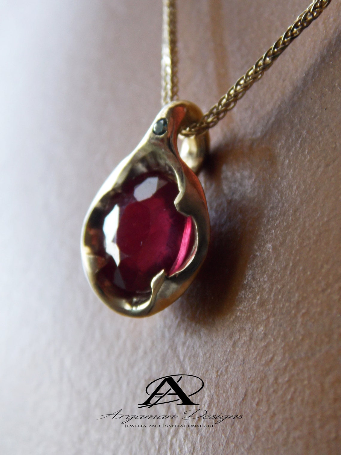 Ruby Star Gold pendant 14K Natural Ruby Star Jewelooak | Etsy