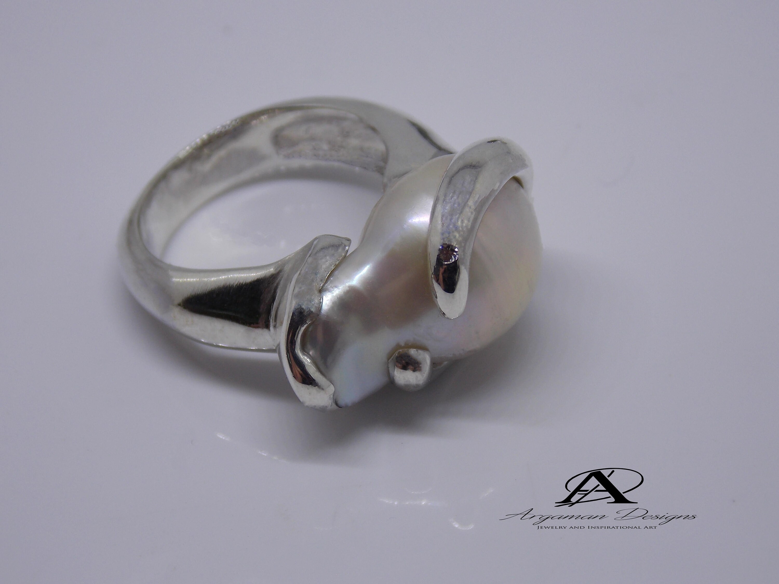 Large Pearl Engagement Ring Stackable Pearl Ring Large - Etsy