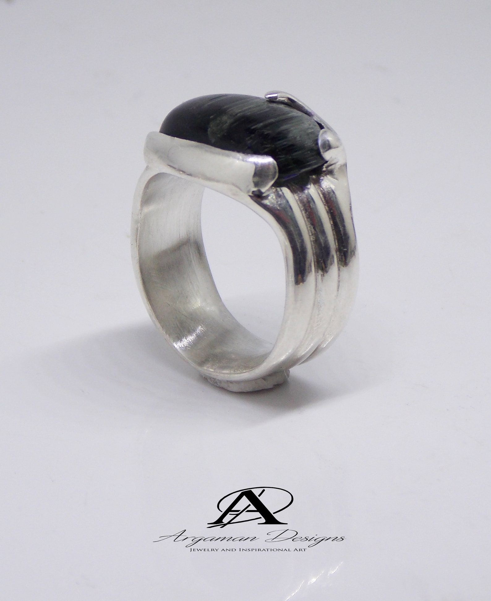 Rare Large Tourmaline Cat Eye 925 Cast Silver Thick OOAK Ring | Etsy