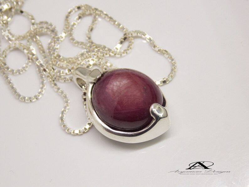 Extra Large Star Red Ruby Pendant Made of Sterling Silver Ooak | Etsy