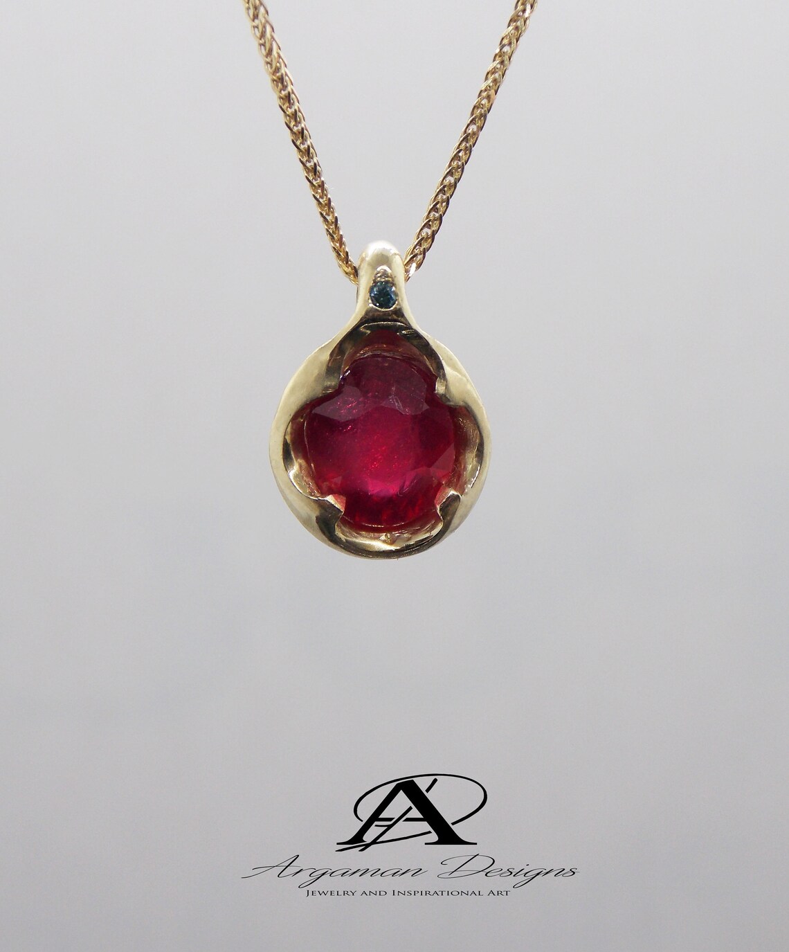 Ruby Star Gold Pendant 14K Natural Ruby Star Jewelooak - Etsy
