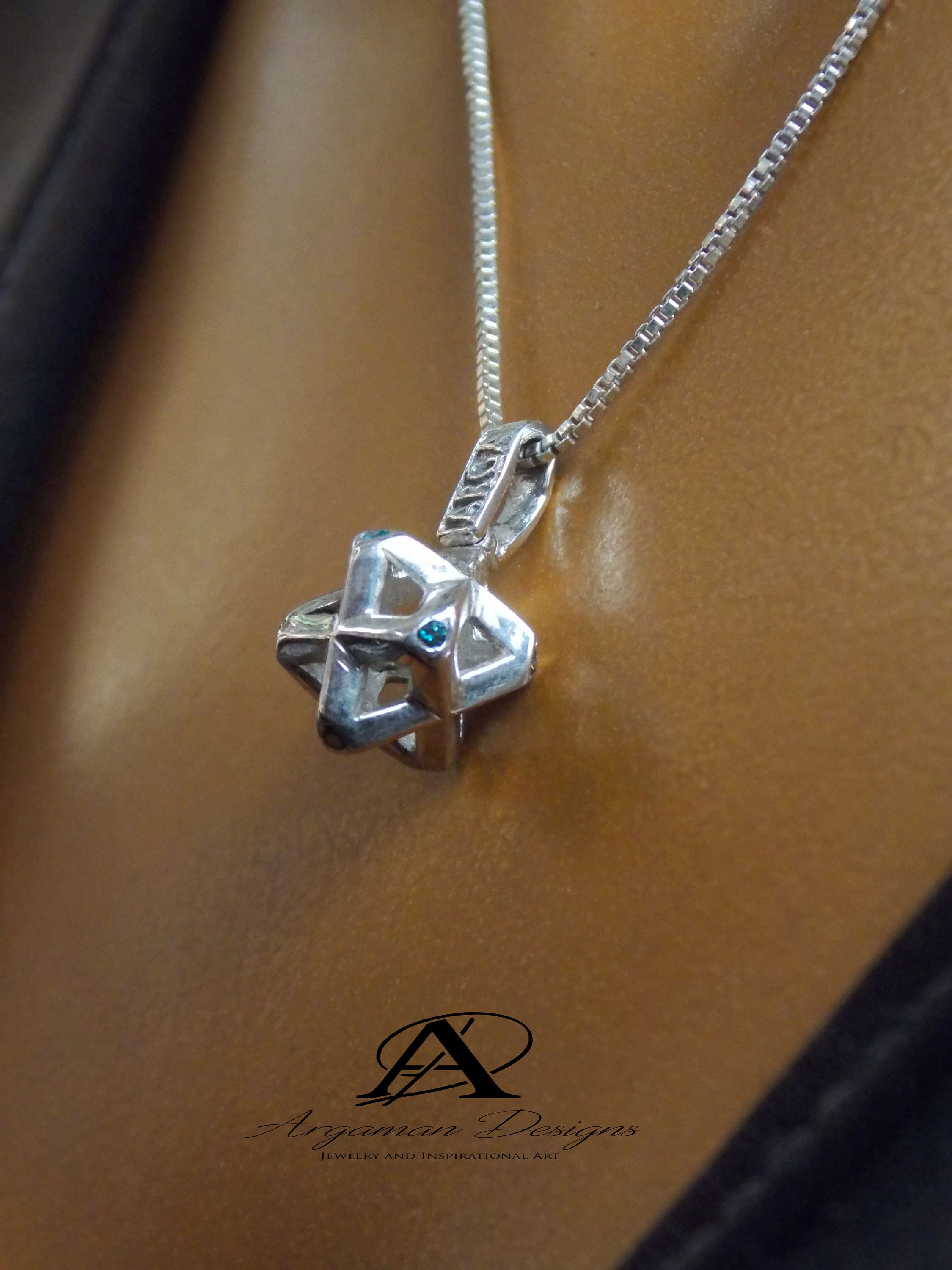 Merkaba Silver With Natural Blue Diamond Three-dimensional - Etsy