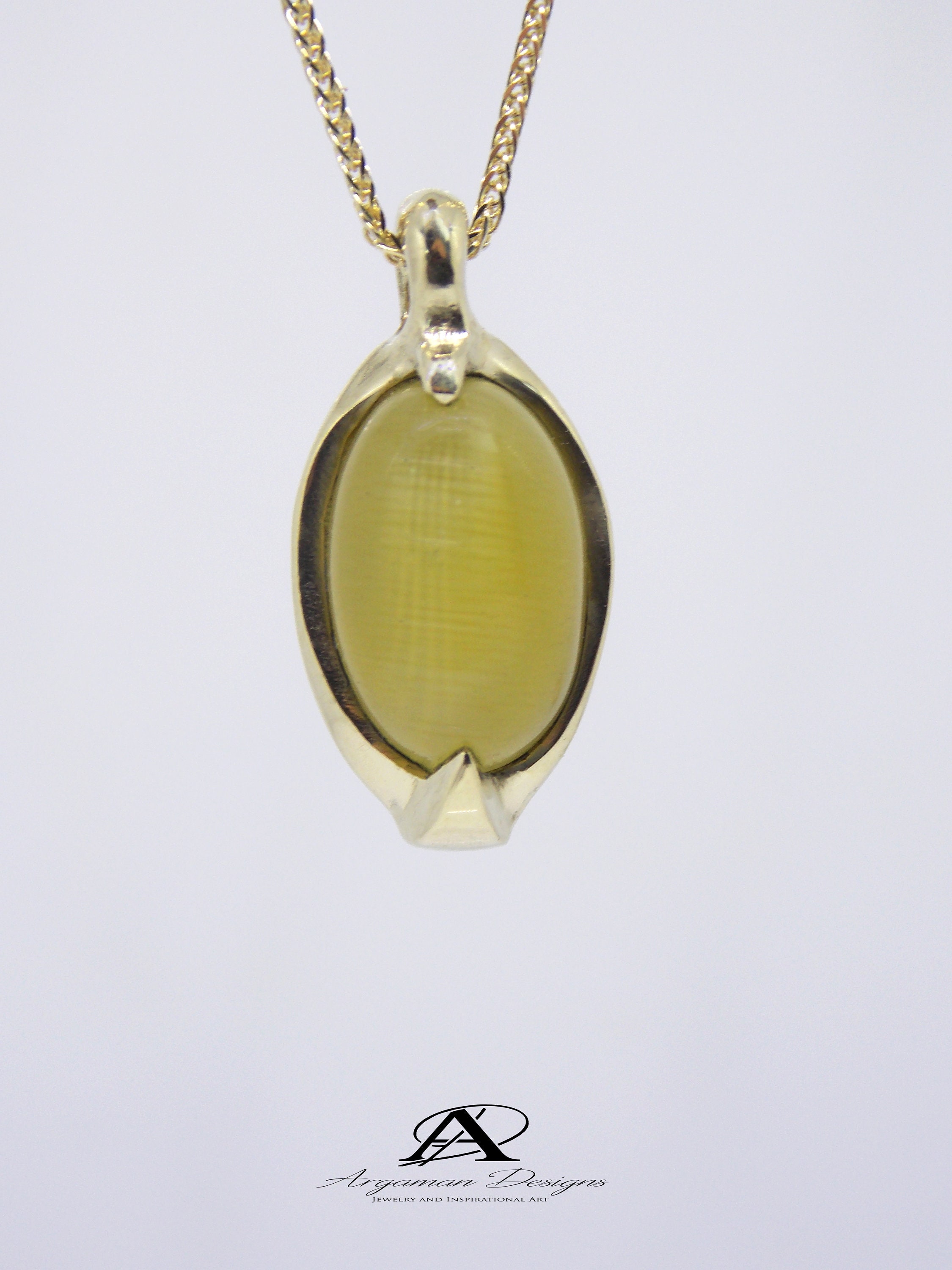 14 K Gold Cats Eye Pendant Natural Chrysoberyl Cats Eye | Etsy