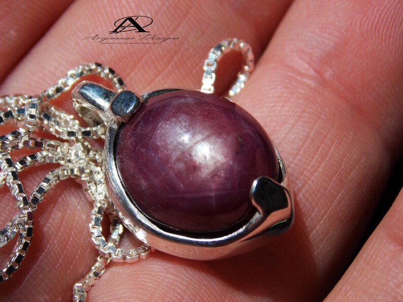 Extra Large Star Red Ruby Pendant Made of Sterling Silver Ooak | Etsy