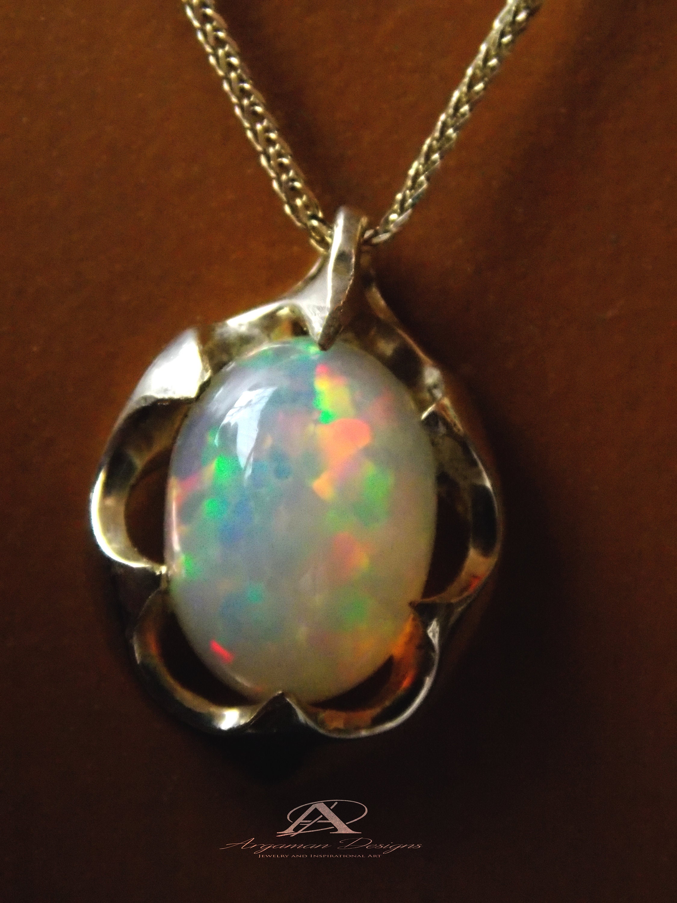 Gorgeous Large Opal Rainbow AAA Multicolor Pendant Made of 14K Cast ...