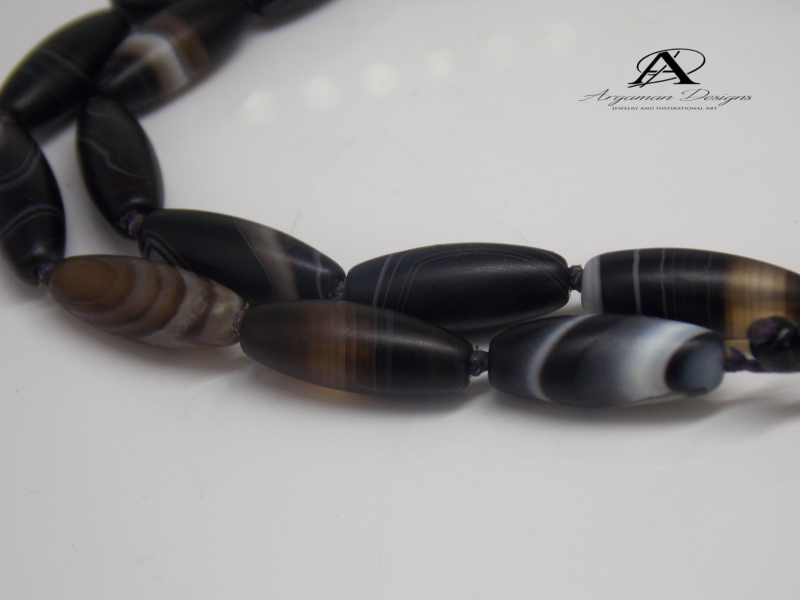 Dzi Agate Necklace Antique Black and White Classic Pendant - Etsy