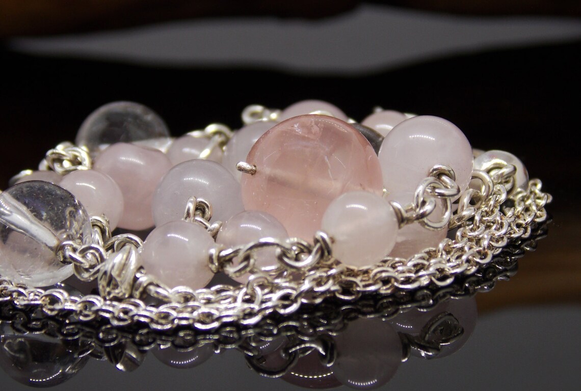 Pink crystal necklace crystal integrated Crystal Rose | Etsy
