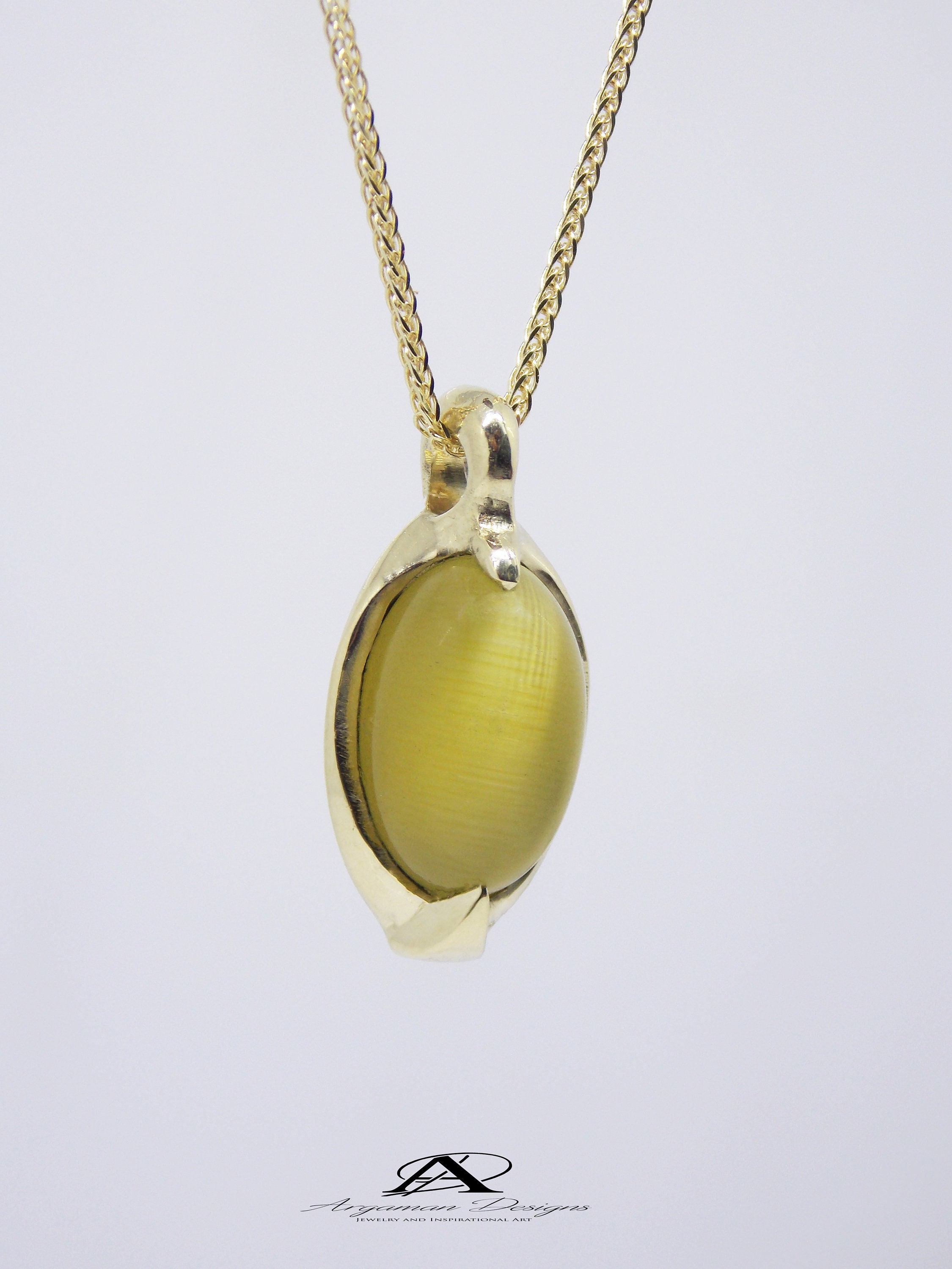 14 K Gold Cats Eye Pendant Natural Chrysoberyl Cats Eye | Etsy