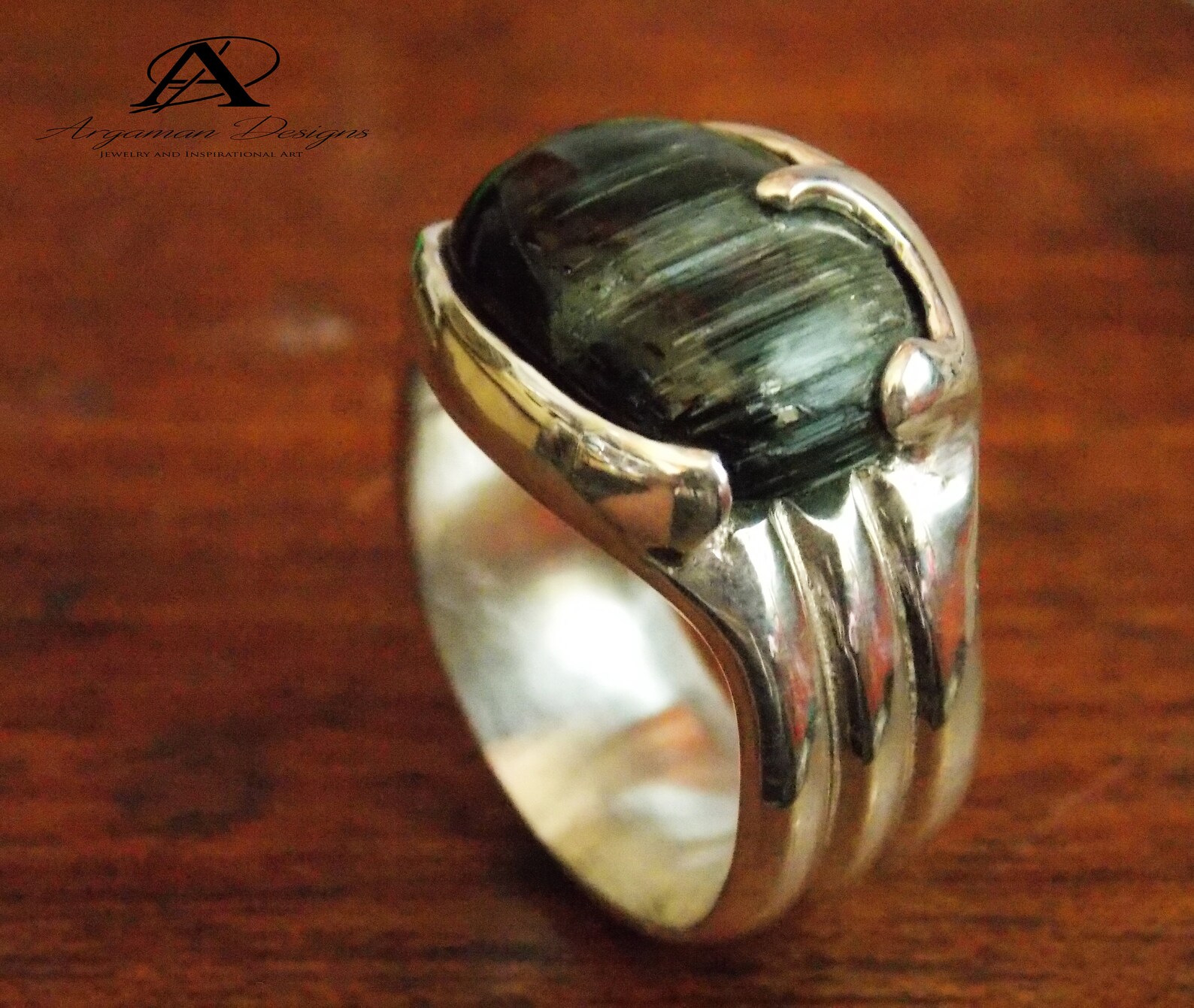 Rare Large Tourmaline Cat Eye 925 Cast Silver Thick OOAK Ring | Etsy