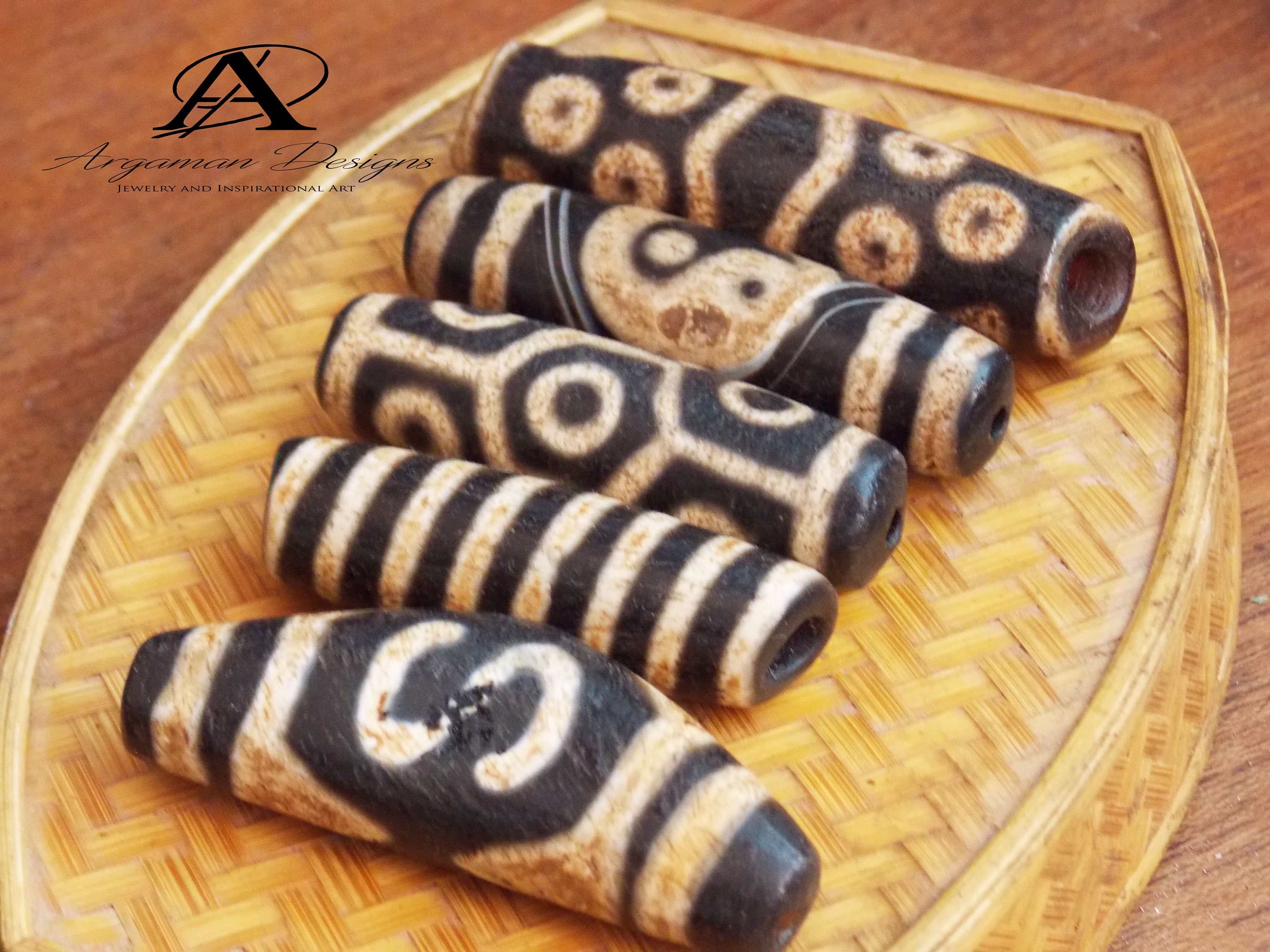 Rare Set of Three Ancient Dzi Agate Beads Collectibles Real - Etsy