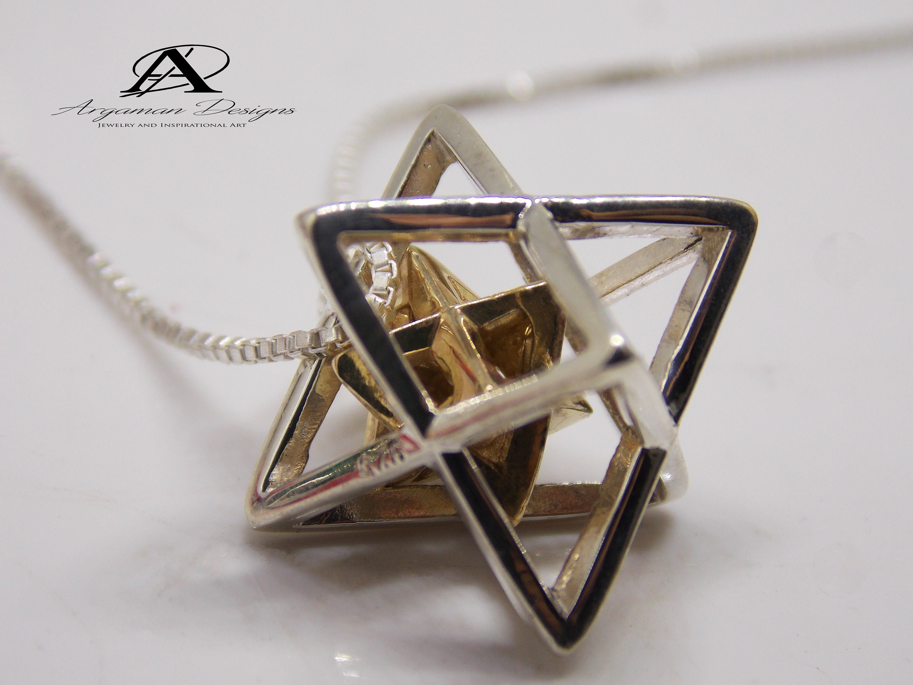 Silver and Gold 14K Merkaba Pendant 3d Star of David 3d - Etsy Israel