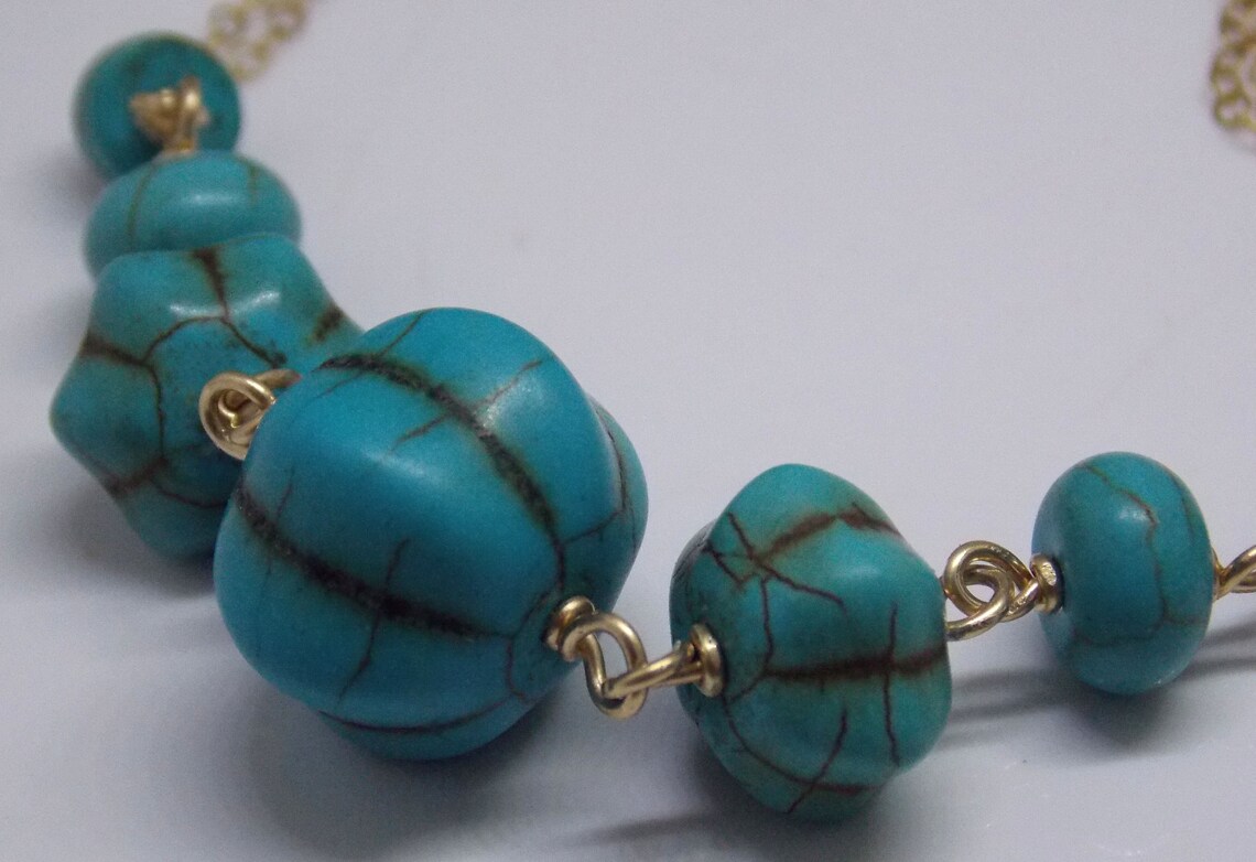 Turquoise Necklace Ancient Turquoise Beaded Necklace - Etsy