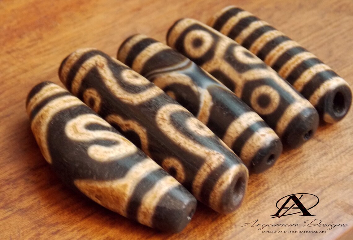 Rare Set of Three Ancient Dzi Agate Beads Collectibles Real - Etsy