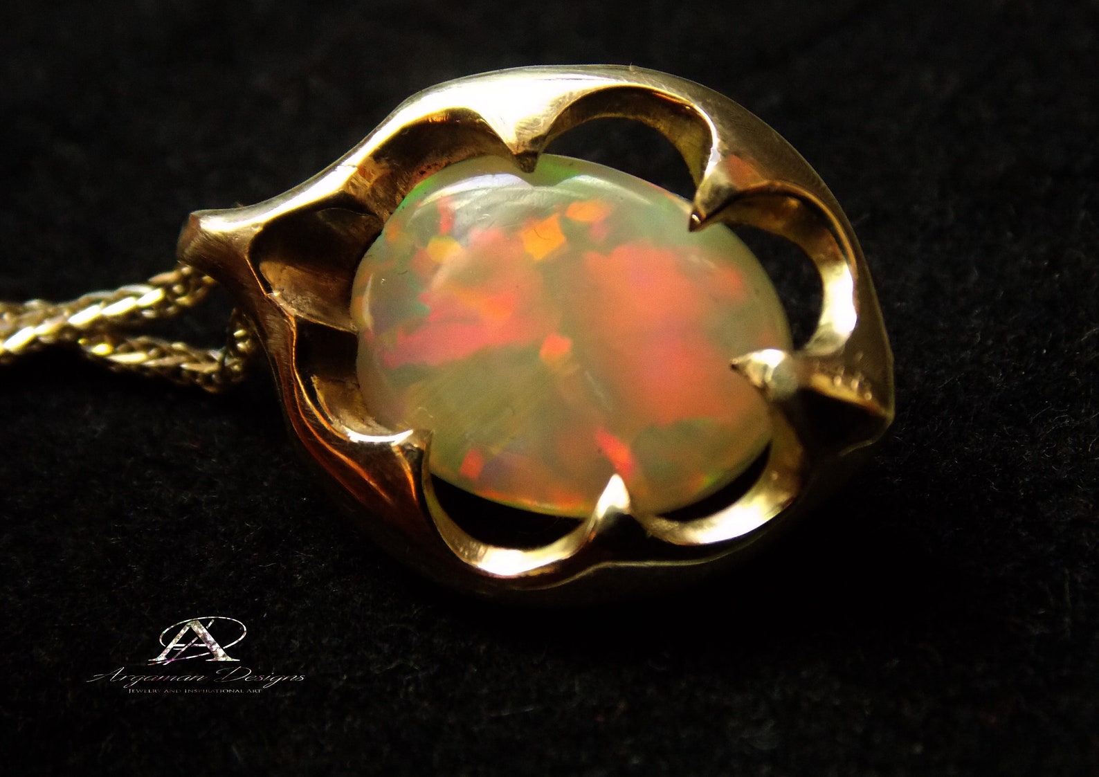 Gorgeous Large Opal Rainbow AAA Multicolor Pendant Made of 14K Cast ...