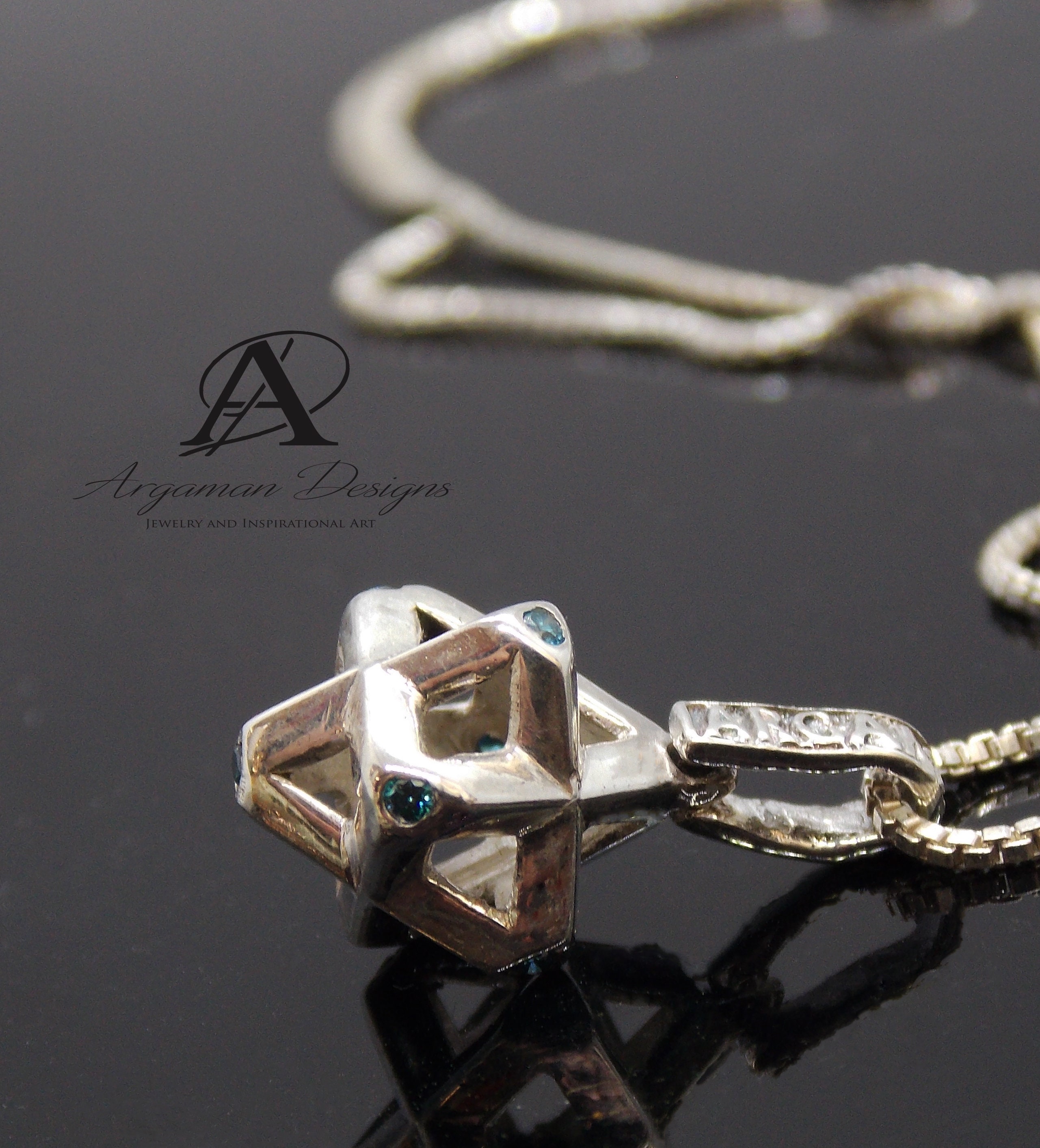Merkaba Silver With Natural Blue Diamond Three-dimensional - Etsy