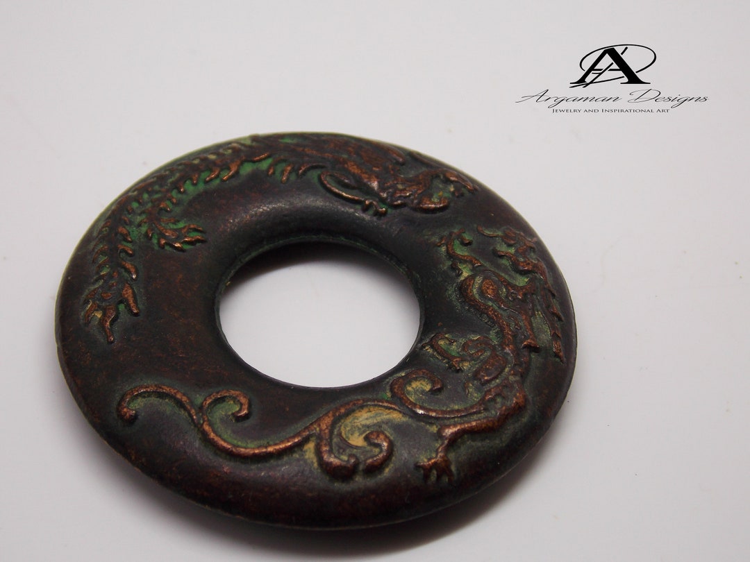 Old Chinese Coin Made of Brass "peacock" and "dragon" Relief Feng Shui ...