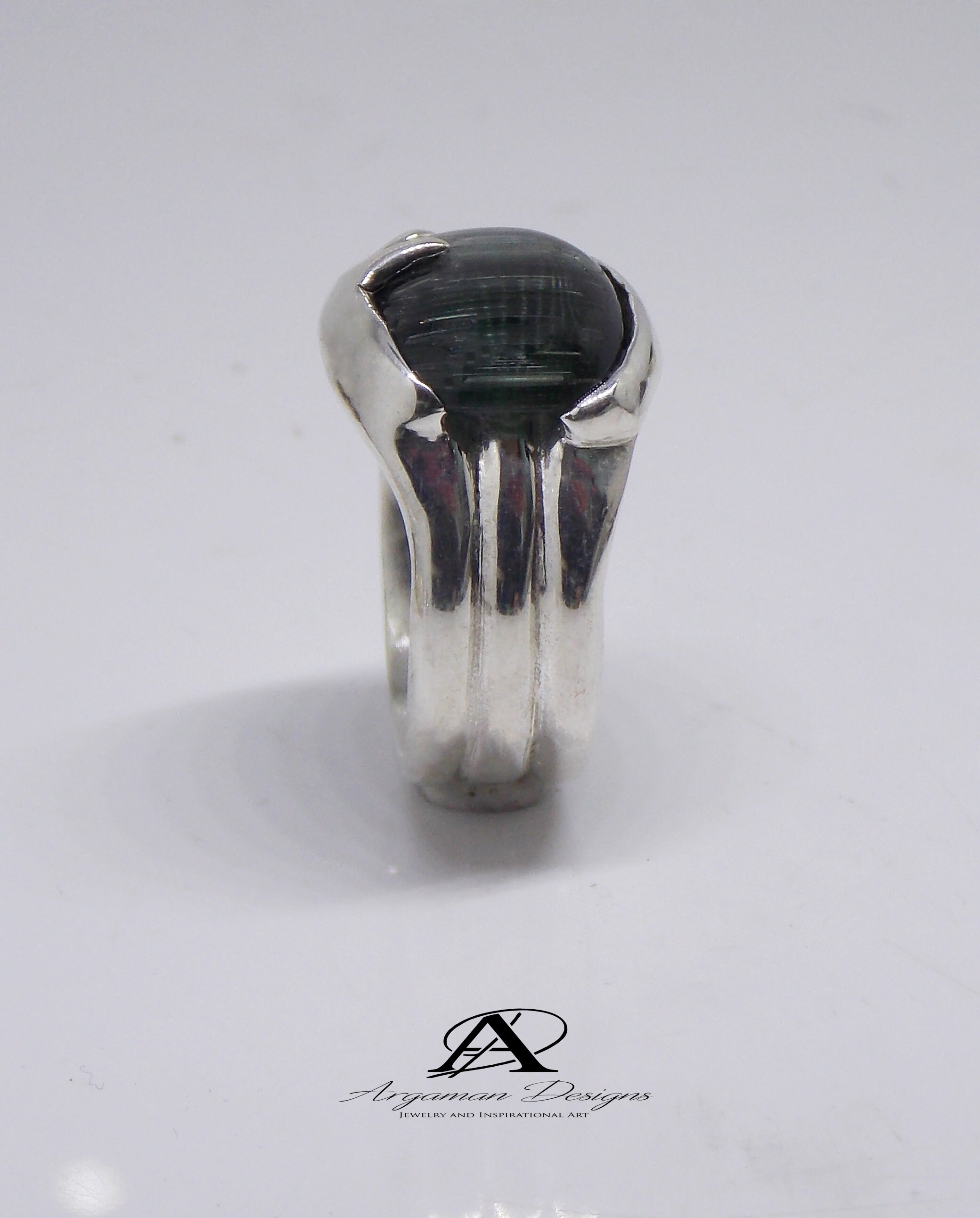 Rare Large Tourmaline Cat Eye 925 Cast Silver Thick OOAK Ring | Etsy