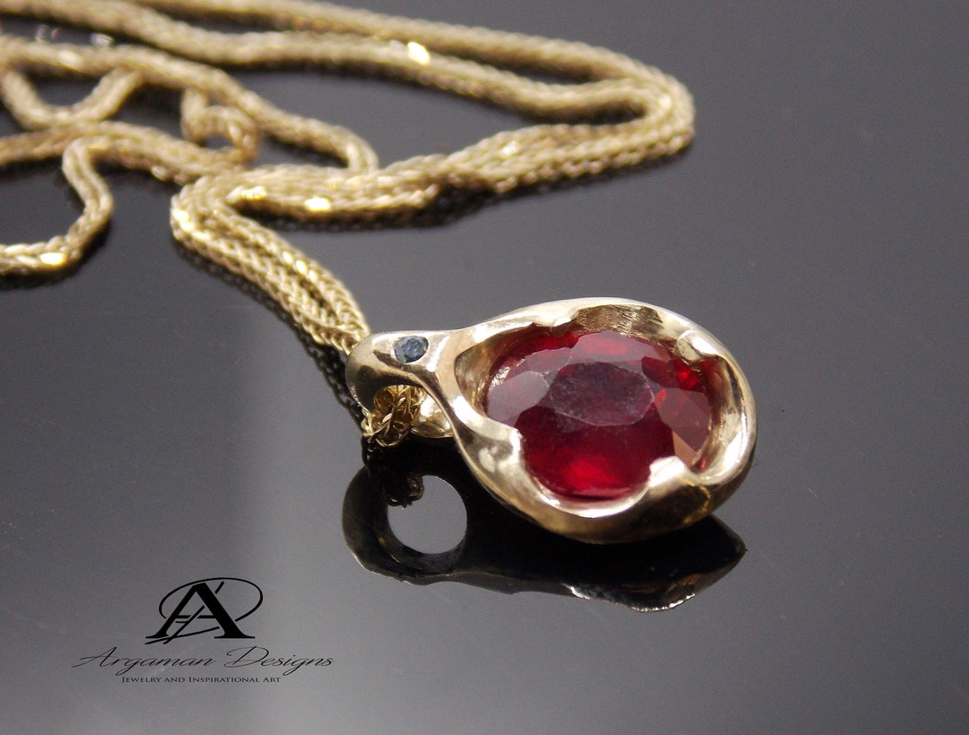 Ruby Star Gold Pendant, 14K Natural Ruby Star Jewel,ooak Handcrafted ...