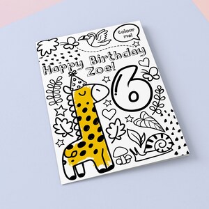 Personalised Kids Colouring in Activity Birthday Card, Birthday Cards ...