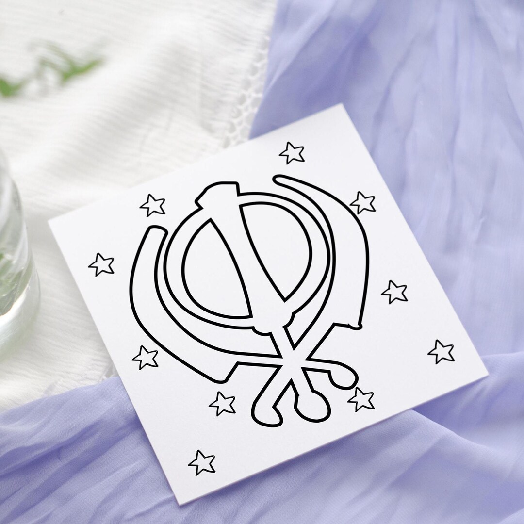 Children's Sikh Vaisakhi Colouring Card: Make Your Own Khanda - Etsy