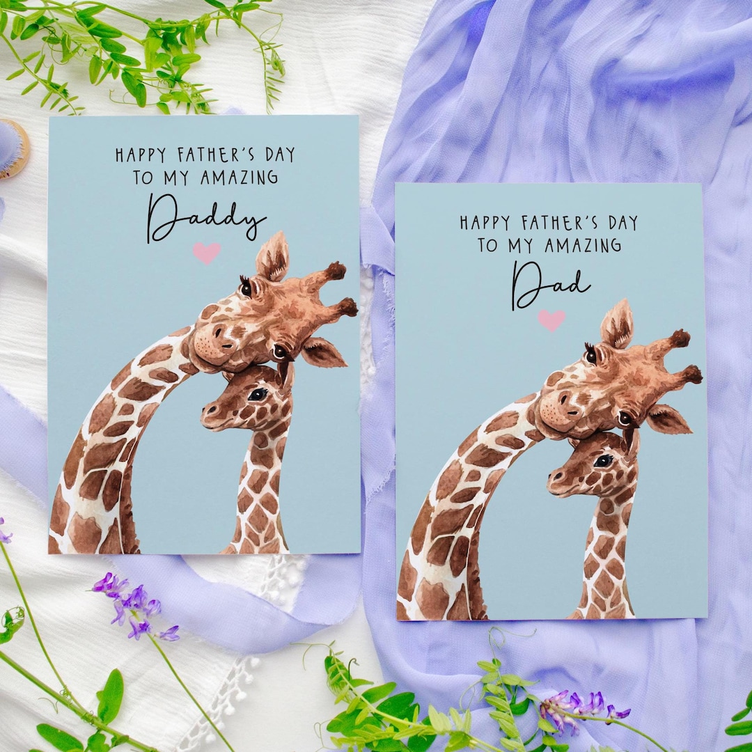 Giraffe Father's Day Card | Dad, Daddy - Etsy
