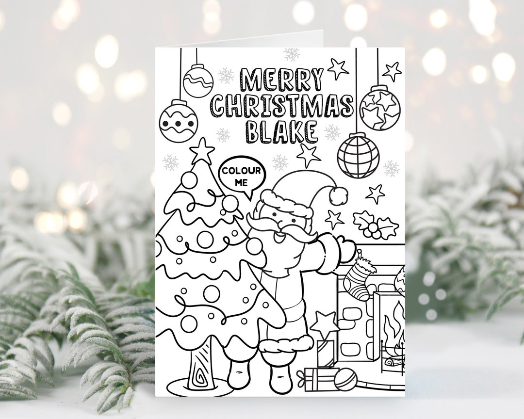 Personalised Christmas Card: Colouring Activity for Kids With Maze ...