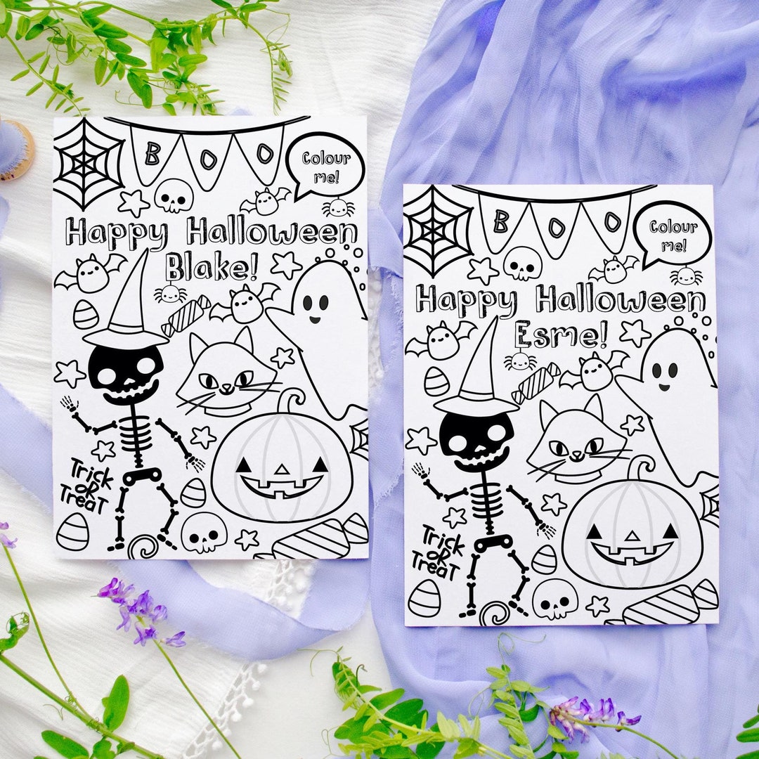 Personalised Kids Halloween Card Colour in Activity Halloween Card ...