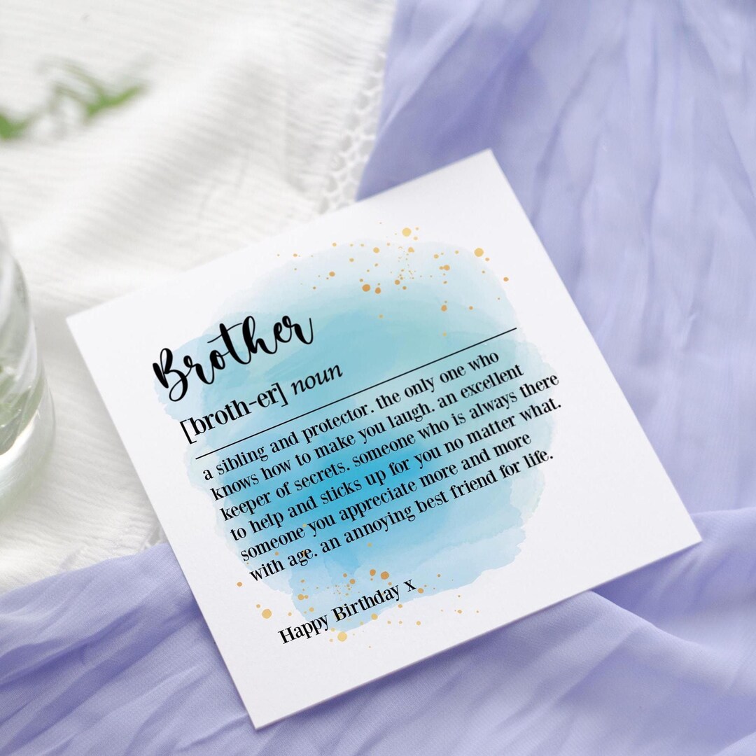 Brother Definition Birthday Card: Watercolor Keepsake - Etsy
