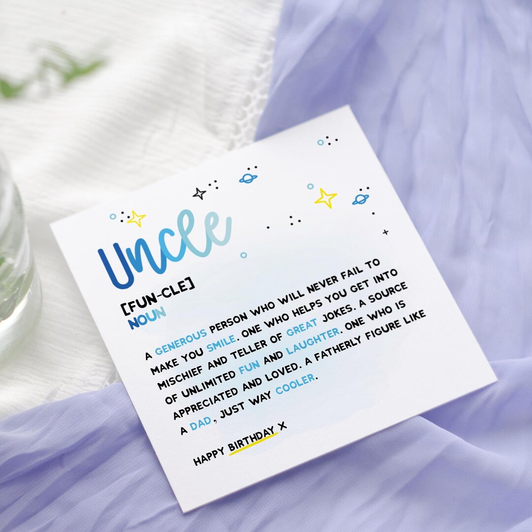 Uncle Definition Birthday Card | Card for Uncle | Birthday Card | Uncle ...