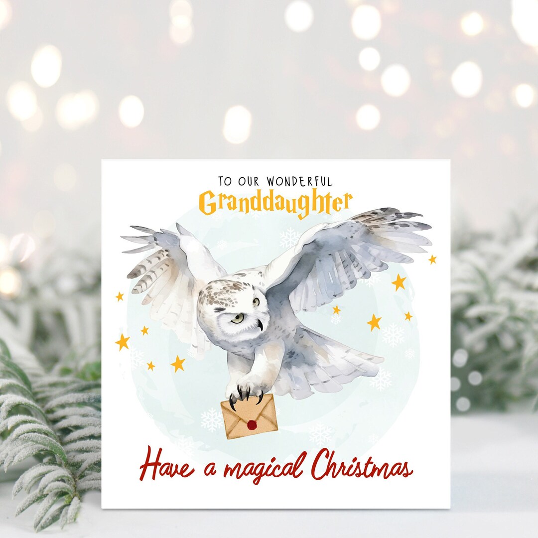 Magical Snowy Owl Christmas Card: Wizard Card Personalised for Daughter ...