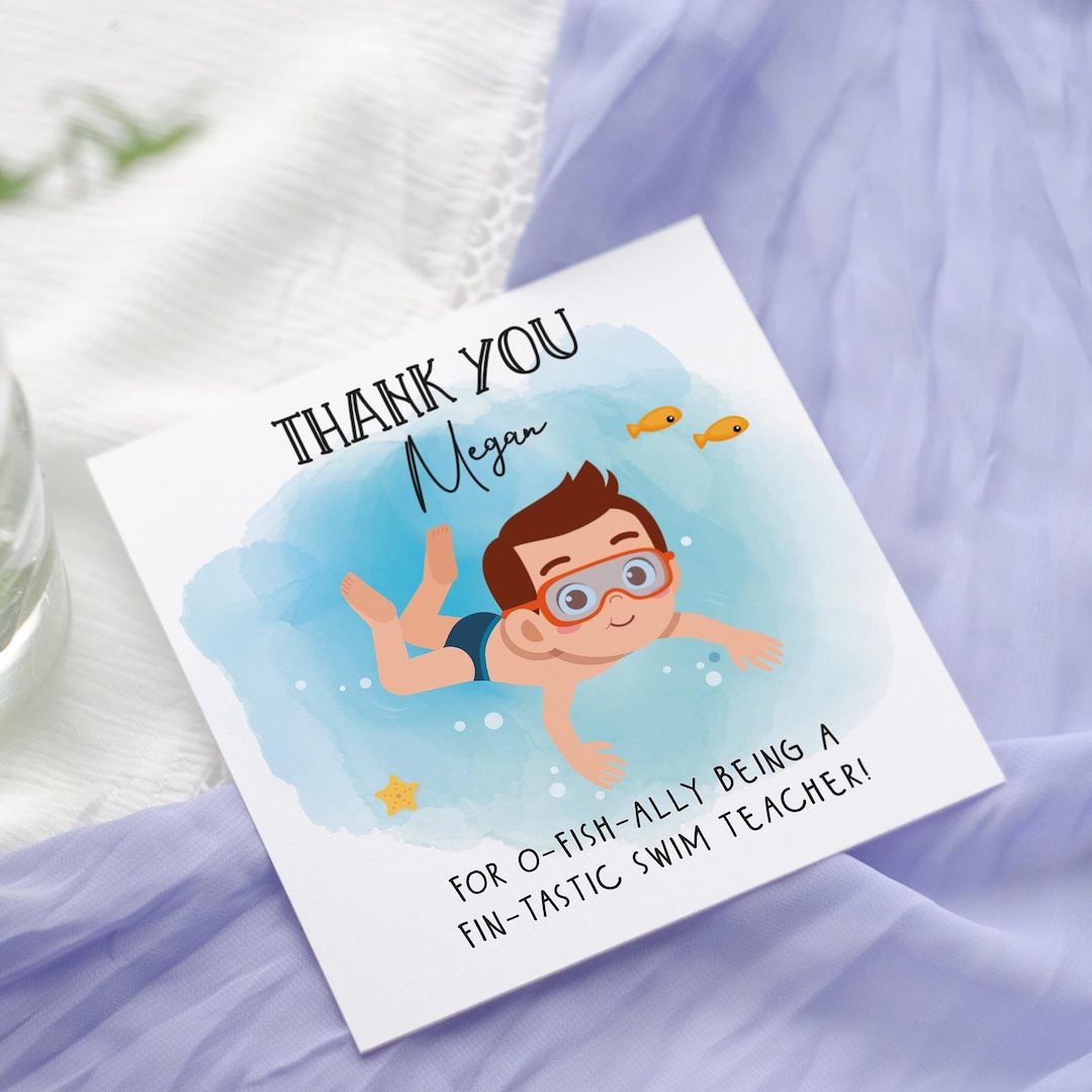 Thank You Swimming Teacher Card, Swim Teacher, Thank You Card ...
