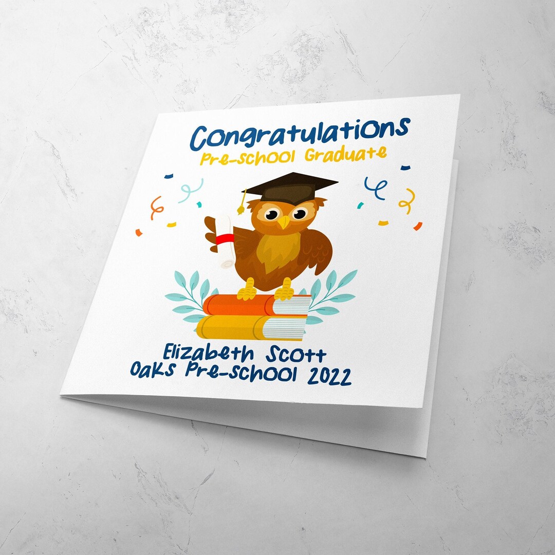 Preschool Graduation Card Cute Owl Graduated Card Celebration Card ...